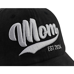 New Mom Gifts for Women, Funny Mom Est 2024 Hat, Adjustable Cotton 3D Embroidered Pregnancy Must Haves Baseball Cap, Mothers Day Birthday Gifts for Her Wife New Moms Pregnant Mama Friends Sister