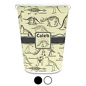 RNK Shops Dinosaur Skeletons Waste Basket - Single Sided (Black) (Personalized)