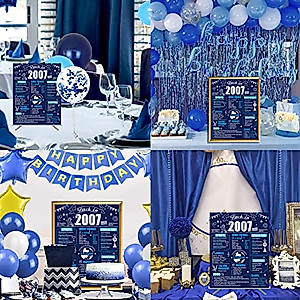 16th Birthday Decorations Back in 2007 Poster for Boys, Blue Silver Sweet 16 Birthday Poster Card Party Supplies, Happy Sixteen Year Old Birthday Gifts 11x14 Inch (Unframed)