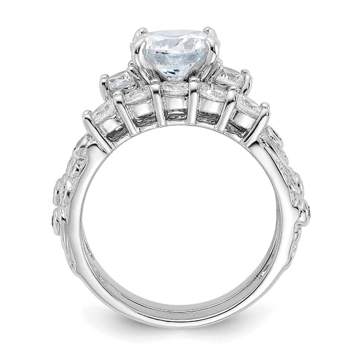 IceCarats 925 Sterling Silver Cubic Zirconia CZ Wedding Band Engagement Ring Bridal Jewelry Set Size 8