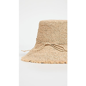 Hat Attack Women's Packable Raffia Bucket Hat, Natural, Tan, One Size
