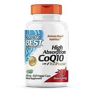 Doctor's Best High Absorption CoQ10 with BioPerine, Gluten Free, Naturally Fermented, Vegan, Heart Health & Energy Production, 100 mg 360 Veggie Caps