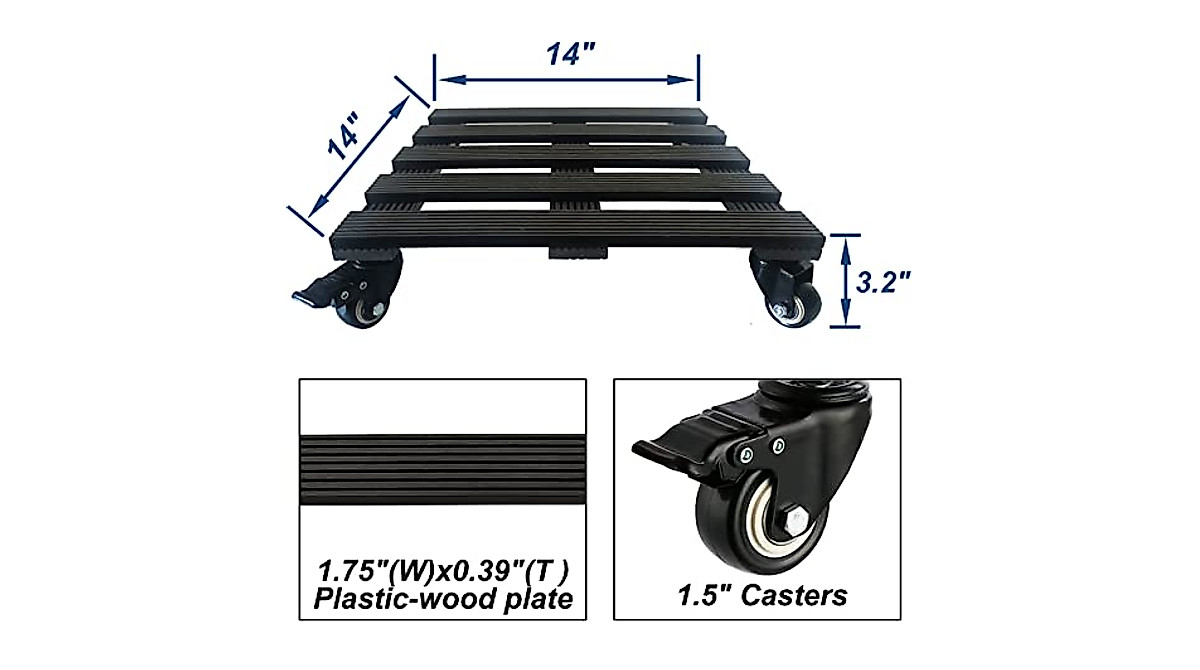 CASIMR Heavy Duty Plant Caddy with Wheels - 240lb Capacity