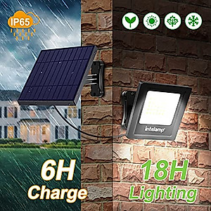 intelamp Solar Powered Lights Outdoor, Solar Flood Lights Outdoor Bright Solar Security Light Dusk to Dawn Auto On/Off IP65 Waterproof for Wall Porch Balcony Yard Garage Barn Garden Pathway Doorway