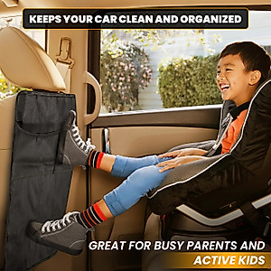 EcoNour Car Seat Cover for Kids (2-Pack) | Premium Waterproof Fabric Back Seat Cover | Car Kick Mats with 3 Pocket Protector | Essential Car Seat Protector for Child Car Seat | Car Seat Protector