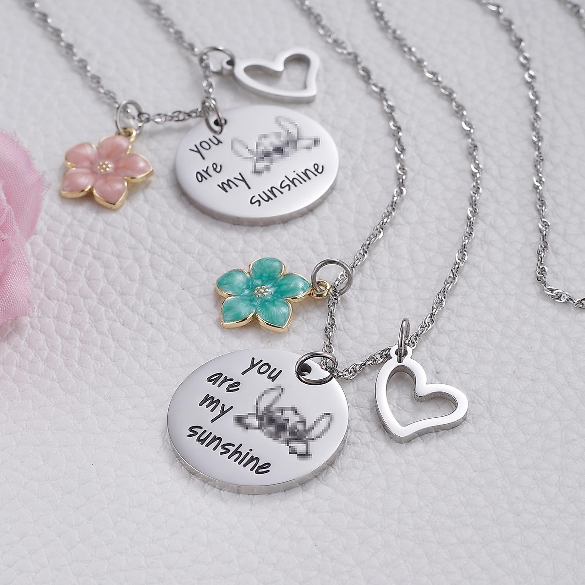 MIXJOY 2PC Stitch Gifts You are My Sunshine Stitch Necklaces Jewelry for Daughter Granddaughter Niece, Lilo and Stitch Lover Birthday Graduation Gifts for Teens