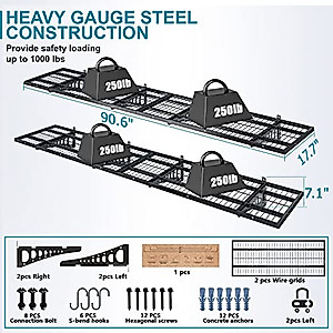 Dtrik Garage Storage Shelving Wall Mounted, 4 Pack 1.5x3.8ft, Loads 1000 lbs Heavy Duty Sturdy Shelves, Strong Garage Organiser, Storage Racks Units, Black Metal Floating Adjustable Wall System Shelf