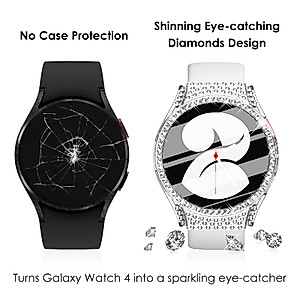 Wingle Bling Galaxy Watch 4 Case Compatible for Samsung Galaxy Watch 4 40mm Screen Protector, 4-Pack Soft TPU Full Protective Cover Crystal Diamonds Bumper Case (Black/Silver/Rose Gold/Pink)