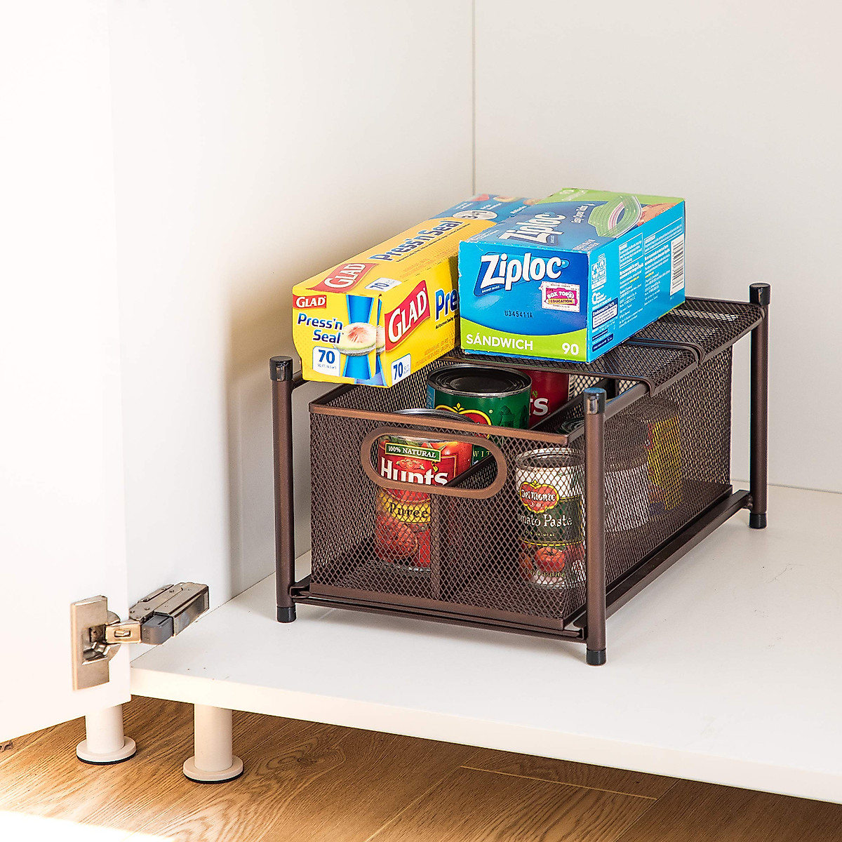 Home Zone Living Under Bathroom Sink Organizer – Sliding Basket, Inside Cabinet Storage