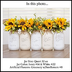 Set of 5 - Painted Distressed Mason Jars - Choose Pint 16 oz or Quart 32 oz, You Choose Jar Colors, Artificial Flowers Optional, Mason Jar Centerpiece Set, Boho Chic Baby Shower Centerpiece for Girls