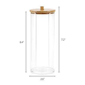 Tecbeauty Cotton Pads Holder Makeup Removers Pad Organizer Dispenser for Bathroom Storage - Bamboo Lid