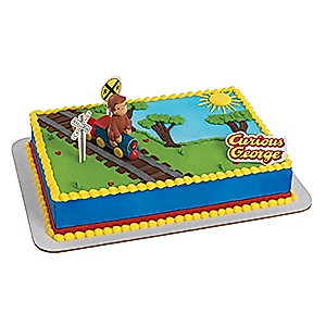 DecoSet® Curious George Train Cake Topper, 4-Piece Set, Keepsake Figures for Hours of Fun, Create an Adorable Birthday Centerpiece