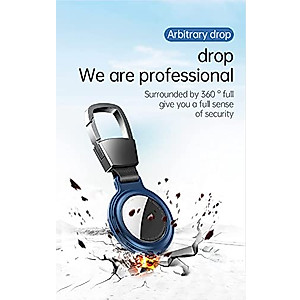 AirTag Case with Carabiner, Secure Holder Protective Cover for Air Tag with Sturdiness Aluminum Alloy Case (2 pack) - Black and Blue