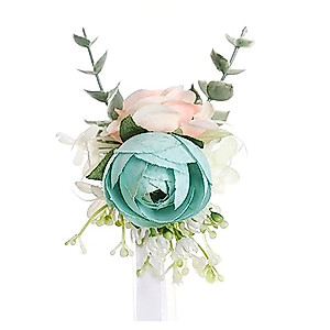 MOTUZP Rose Wrist Flower, Rose Wrist Corsage Wristlet Band Bracelet Prom Flower Wrist Corsages for Wedding(#2)