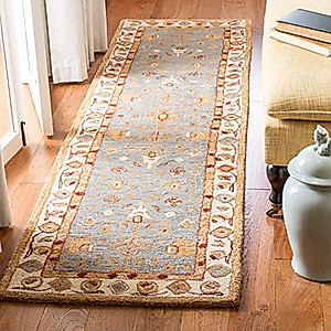 SAFAVIEH Anatolia Collection Runner Rug - 2'3" x 8', Blue & Ivory, Handmade Traditional Oriental Wool, Ideal for High Traffic Areas in Living Room, Bedroom (AN547A)