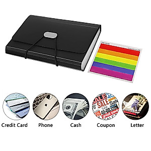 2 Pack 13 Pockets Accordion File Organizer, A6 Letter Size, 7x4.3 Inch, Expanding Receipt Invoice Coupon Folder, Mini Money Card Wallet Holder, Small File Paper Document for Home Office School