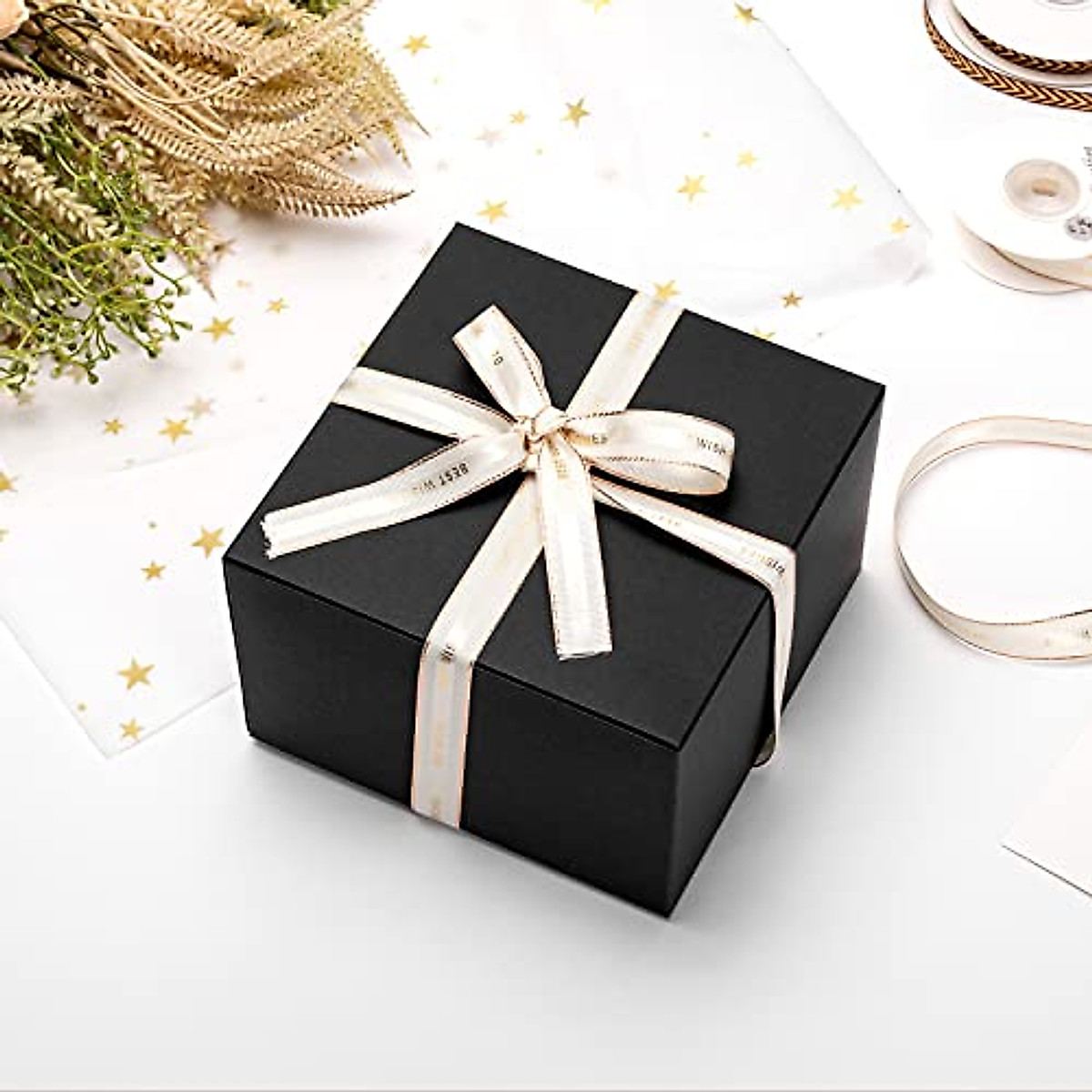 Mcfleet Black Gift Boxes with Lids 6x6x4 Inches 10 Pack Groomsmen Proposal Boxes Cardboard Gift Box for Presents, Craft Boxes for Christmas, Wedding, Graduation, Holiday, Birthday Gift Packaging
