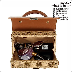 So'each Women's Handbag Wicker Straw Crossbody Rattan Bag Boho Crossbody Bag Khaki