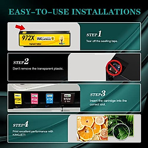 Kingjet Compatible for HP 972X Yellow Ink Cartridge Replacement for HP 972X 972 Magenta Work with PageWide Pro 477dw 577dw 577z 552dw 452dn 452dw 477dn PageWide Managed P55250dw P57750dw Printer