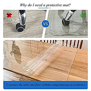 HRXQTTP Custom Sizes Desk Floor Mat Clear Desk Chair Mat for Carpeted Floors 1.5mm Thick Office Mats for Rolling Chairs Transparent Plastic Mat for Office Chair Silent Gaming Chair Mat Anti-Slip