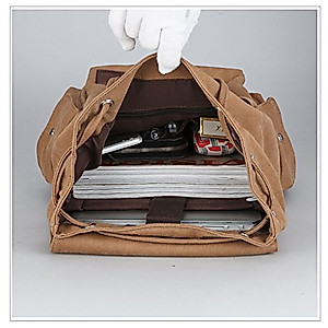 Yookeyo Canvas Flap Drawstring Backpack School Bag Travel Bag for Middle School