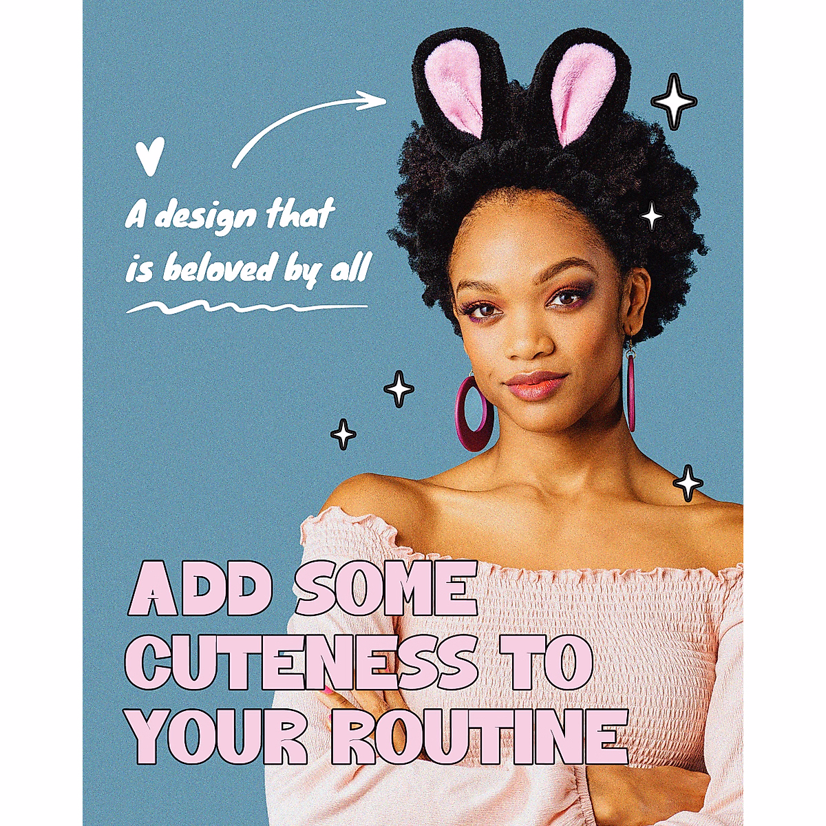 CHASIN' RABBITS Spa Hair Styling Headband - Black Rabbit | Skincare Makeup Accessory for Face Washing (8.26" x 5.5")