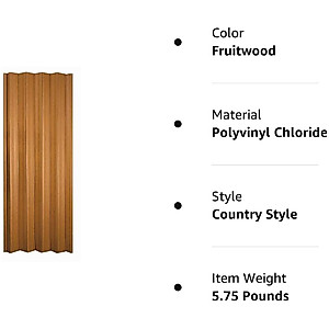 LTL Home Products HSR3680F Regent Interior Accordion Folding Door, 36" x 80", Fruitwood