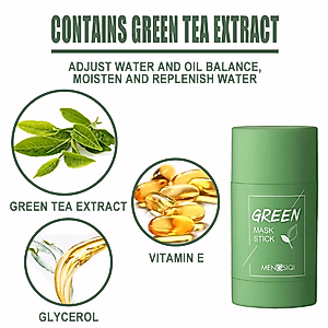 KNXWPPX Green Tea Purifying Clay Stick Mask,For Face Moisturizes Oil Control,Deep Clean Pore,Exfoliating Mask,Improves Skin,Suitable for All Skin (Green Tea)