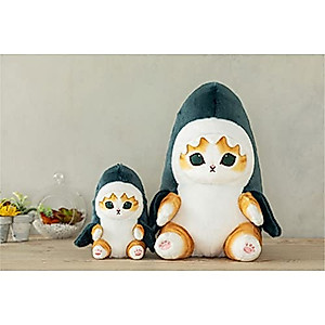 LKMYHY 7'' Cute Shark Cat Plush Toy, Fried Shrimp Kitten Stuffed Animal Doll, Soft Birthday & Christmas Gifts for Kids