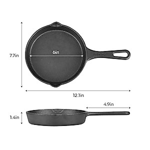 Fire-Maple Blackhawk 6" Cast Iron Skillet - Non-Stick Frying Pan with Even Heat Distribution for Bushcraft,Camping and Home Uses- Portable, Easy Storage - 600ml Capacity