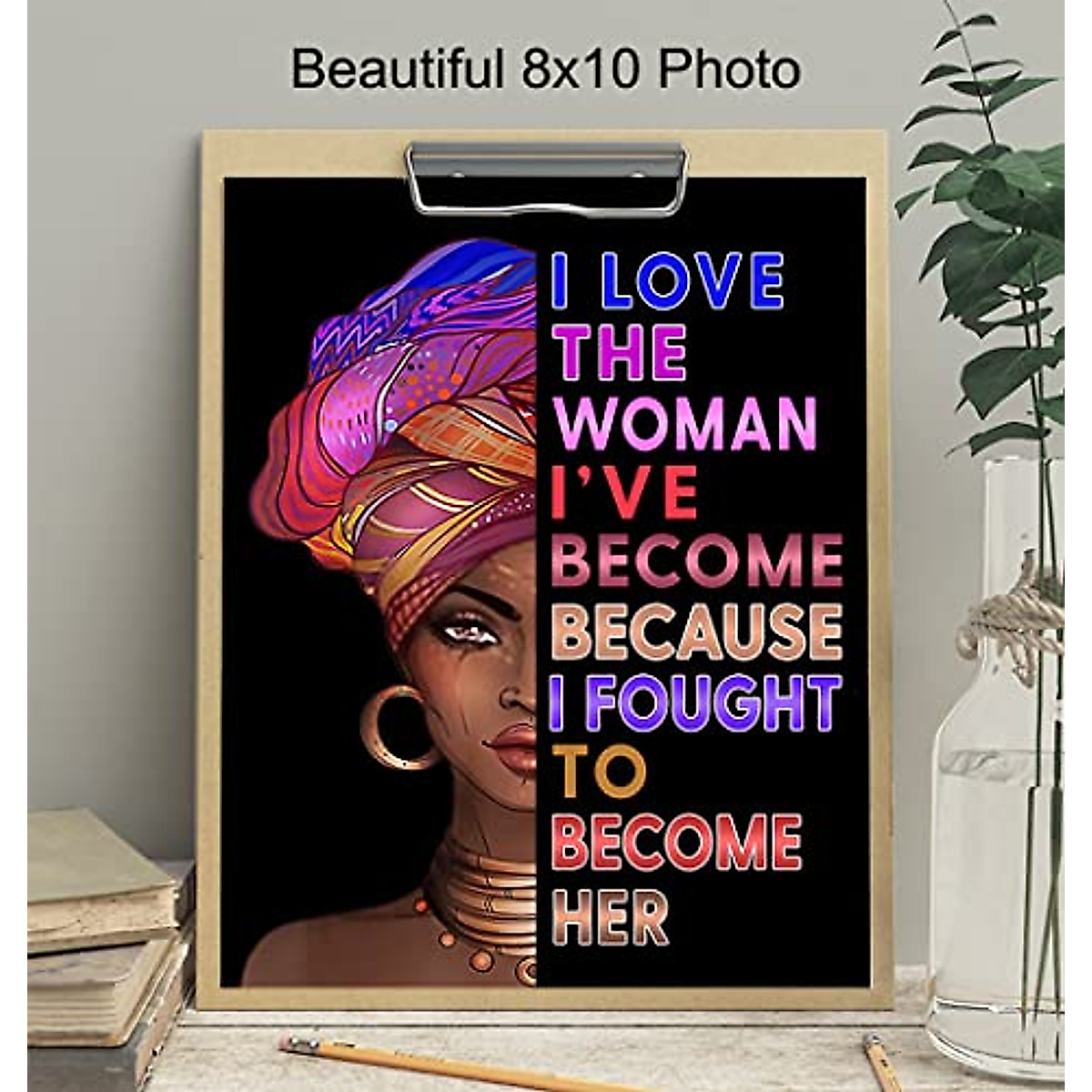 African American Afrocentric Wall Art Decor - Black Art - Motivational Wall Art - Positive Quotes Wall Decor - Encouragement Gifts for Women Girls - Inspirational Quotes - Motivational Posters Sayings
