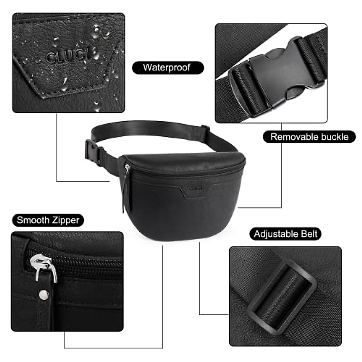CLUCI Fanny Pack for Women Men Fashion Belt Bag Vegan Leather Waist Bag Crossbody with Adjustable Strap