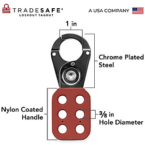 TRADESAFE Lock Out Tag Out Hasp - 1 inch Jaw Diameter Stainless Steel Lockout Hasp, Nylon Handle, Tamper-Proof and Impact-Resistant Loto Hasp, 6 Pack