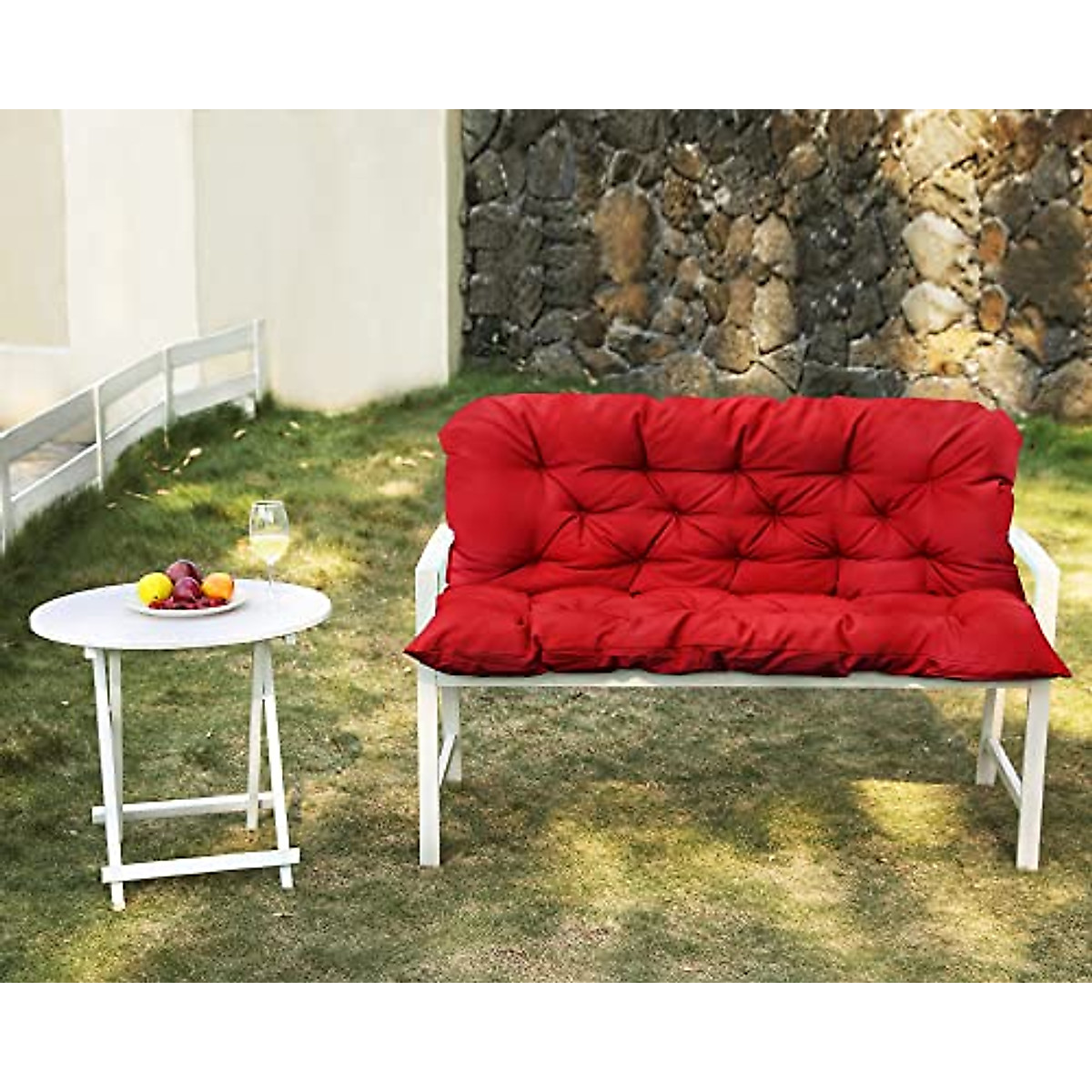 COSNUOSA Swing Replacement Cushions Waterproof Porch Swing Cushions 2-3 Seater Outdoor Swing Cushions for Outdoor Furniture Red 60x40 Inches