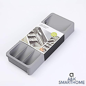 A&K SmartHome Utensils Kitchen Drawer Organizer Tray Box for Cutlery Silverware, Spoon Knife and Fork Partition Storage