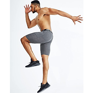 NELEUS Men's 3 Pack Compression Shorts with Pockets Dry Fit Yoga Running Shorts,6063,Black/Grey/Blue,US 2XL,EU 3XL