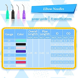 90 Pieces Blunt Tip Dispensing Needle with Luer Elbow Blunt Needle 1inch 0.5inch Industrial Liquid Dispenser Needle Stainless Steel Pet Syringe Needle for Adhesive Glue Dispensing 3 Styles All Gauge