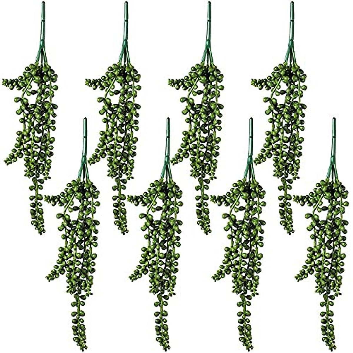 8 Pieces Artificial Succulents Hanging Plants Fake String of Pearls Realistic Hanging Succulents Plants Artificial for Wall Home Garden Decor (15.74 Inches Each Length)