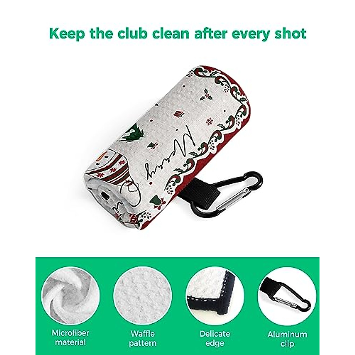 Golf Towel Christmas Snowman Xmas Tree,Waffle Pattern Microfiber Club Cleaner Golf Towels with Carabiner Clip for Women Men Dad,Winter Cedar Retro Linen Golf Towel for Golf Bags Accessories,24x16in