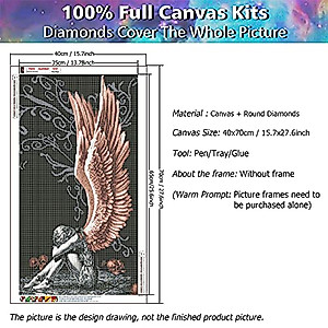YALKIN Diamond Painting Kits for Adults, DIY 5D Diamond Painting Paint Angel Wings by Number with Gem Art Drill Diamond Painting Kits for Kids for Home Wall D cor 15.7x27.56inch