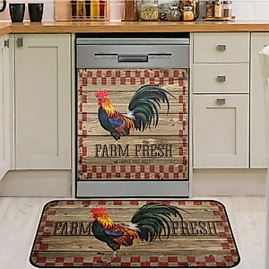 ALAZA Rooster Kitchen Floor Mat Farmhouse Kitchen Non Slip Comfort Mat 39x20 inches