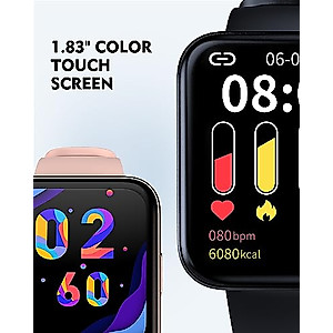 Smart Watch for Women Men with Bluetooth 5.0 Call SOS,14-Day Battery Life,1.83" Fitness Tracker Watch with [24H Heart Rate SpO2 Sleep Monitor],5ATM Watreproof Calculator Music Speaker for Android&iOS