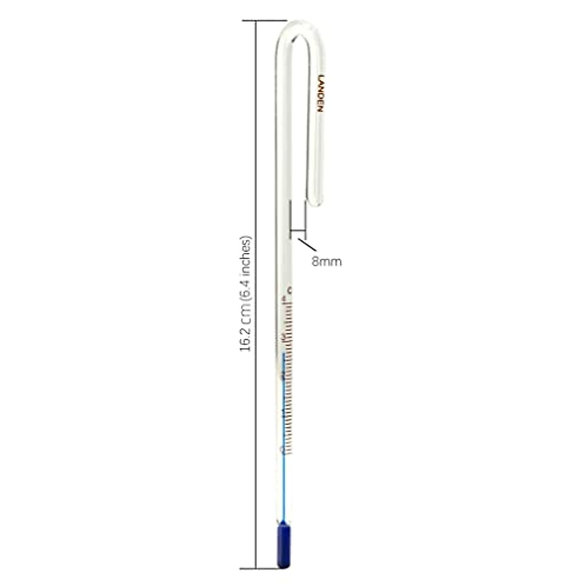 LANDEN Aquarium Thermometer for Rimless Tank, Hang-On Style Fish Tank Thermometer, Clear Scale Background-for 8mm or Thinner Thickness of Tank(Celsius Degree Version, G-8C)