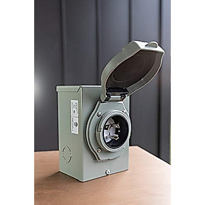 Halotronics Indoor/Outdoor 3-Prong Generator Power Inlet Box 30-Amp L5-30, 125V - Illuminated Clamshell - Latest Model