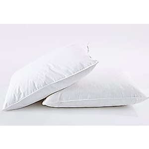 puredown Natural White Goose Feather Egyptian Cotton Cover 500 Fill Power Set of 2 Bed Pillows, Standard, 2 Count