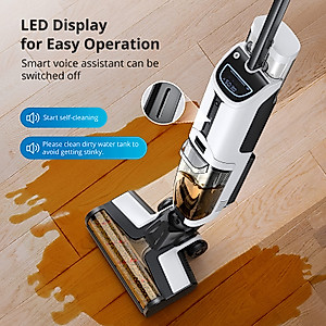 Acekool Smart Voice Assistant Cordless Wet Dry Vacuum and Mop Cleaner, 30s Self-Cleaning Household Stick Vacuum Cleaner Pet Hair, LED Display, Upright for Hardwood Floors and Carpet
