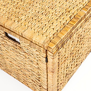 happimess HPM9005A Anada Wicker Weave 30" Storage Trunk, Wooden Frame/Water Hyacinth, Farmhouse, Transitional, Coastal, Rustic for Office, Dorm Room, Living-Room, Bedroom, Dining-Room, Natural