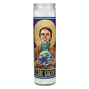 Carl Sagan Secular Saint Candle - 8.5 Inch Tall Glass Prayer Votive - Made in The USA