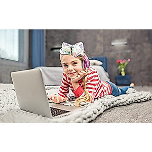 JoJo Siwa Kids Bluetooth Headphones for Wireless Rechargeable Foldable Bluetooth Headphones with Microphone Kid Friendly Sound and Bonus Detachable Cord