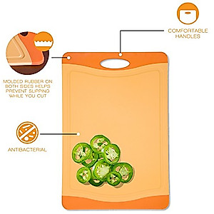 Raj Plastic Cutting Board Reversible Cutting board, Dishwasher Safe, Chopping Boards, Juice Groove, Large Handle, Non-Slip, BPA Free (Small (11.42" x 7.87"), Orange)